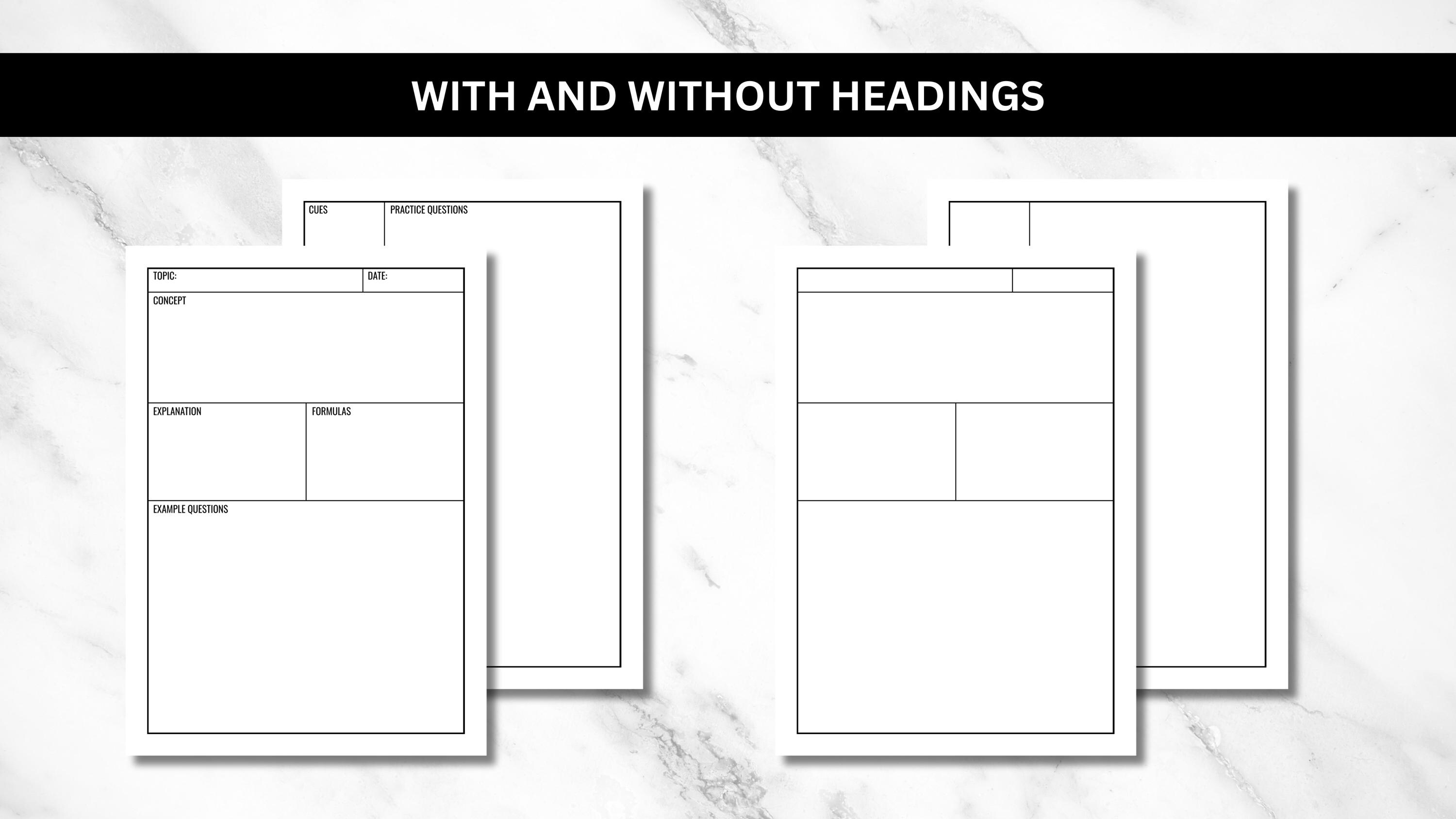 Math Notes Template Set Student Pages Bundle Note Taking Graph Dot Grid ...