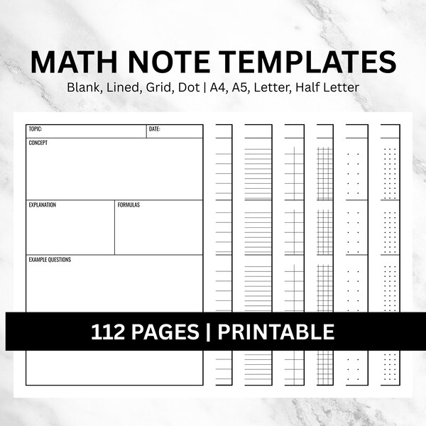 Math Notes - Etsy