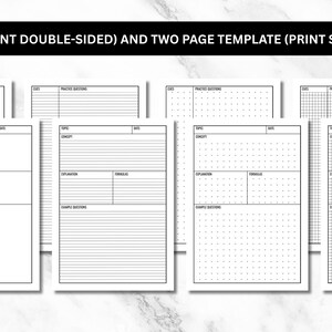Math Notes Template Set Student Pages Bundle Note Taking Graph Dot Grid ...