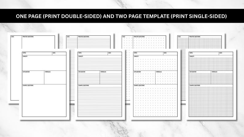 Math Notes Template Set Student Pages Bundle Note Taking Graph Dot Grid ...