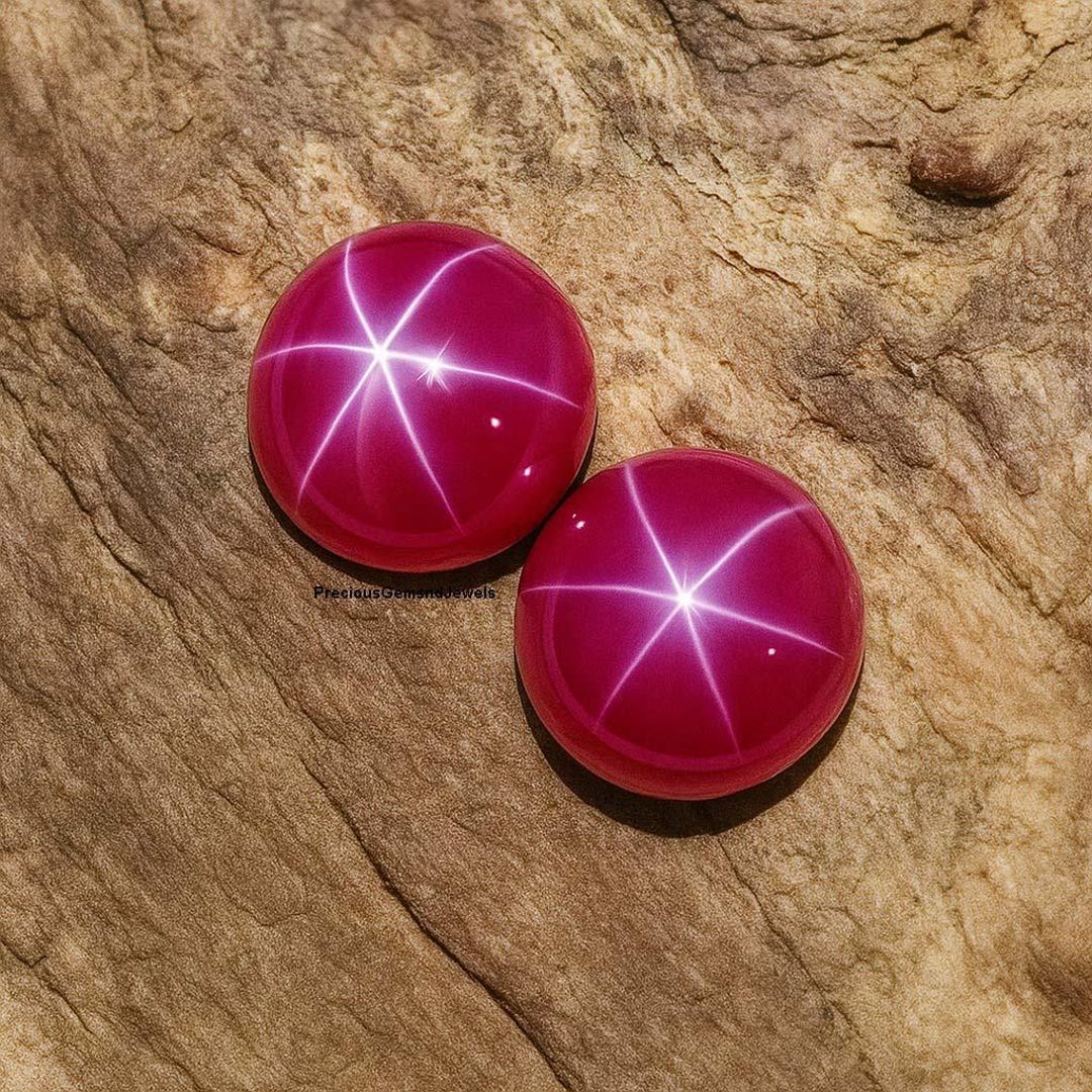Blood Red Star Ruby Pair, 2.80 CT Round Cabochons - Etsy
