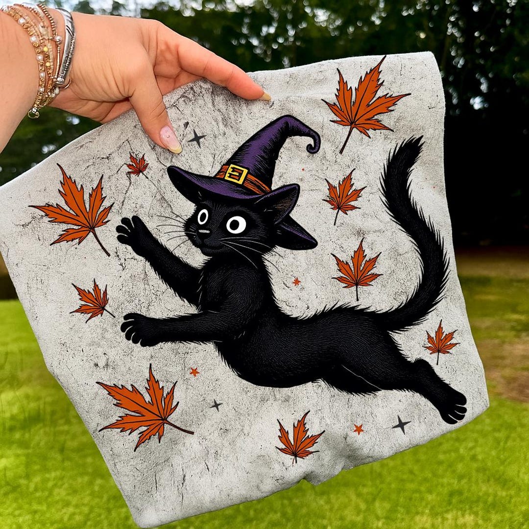 Witch Hat Black Cat Png, Cute Halloween Cat, Fall PNG, Thanksgiving ...