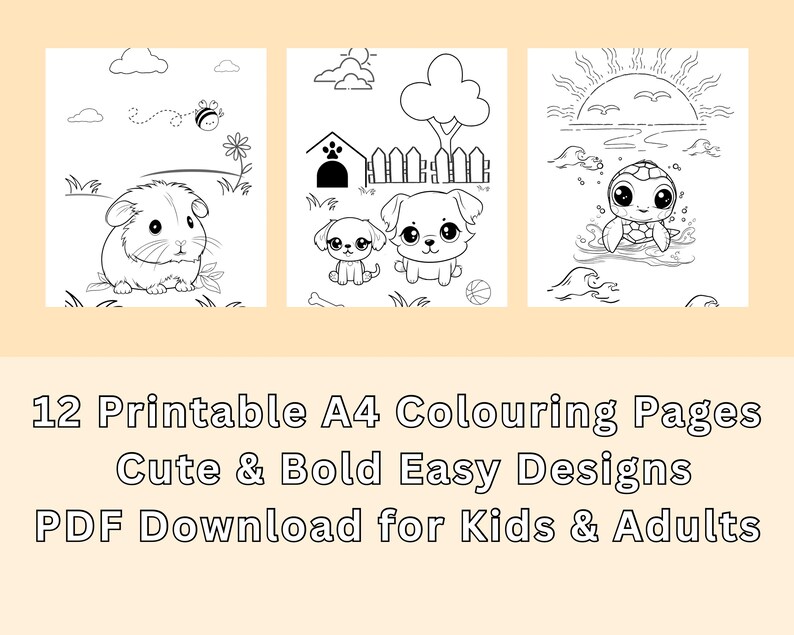 12 Printable A4 Coloring Pages – Cute & Bold Easy Designs – PDF ...