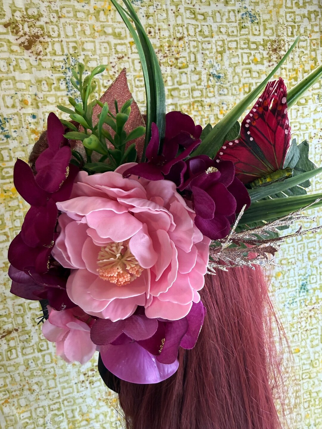 Purple and Pink - Tiki Flower Hair Piece - Bright Blossoms With ...