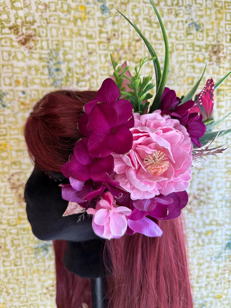 Purple and Pink - Tiki Flower Hair Piece - Bright Blossoms With ...