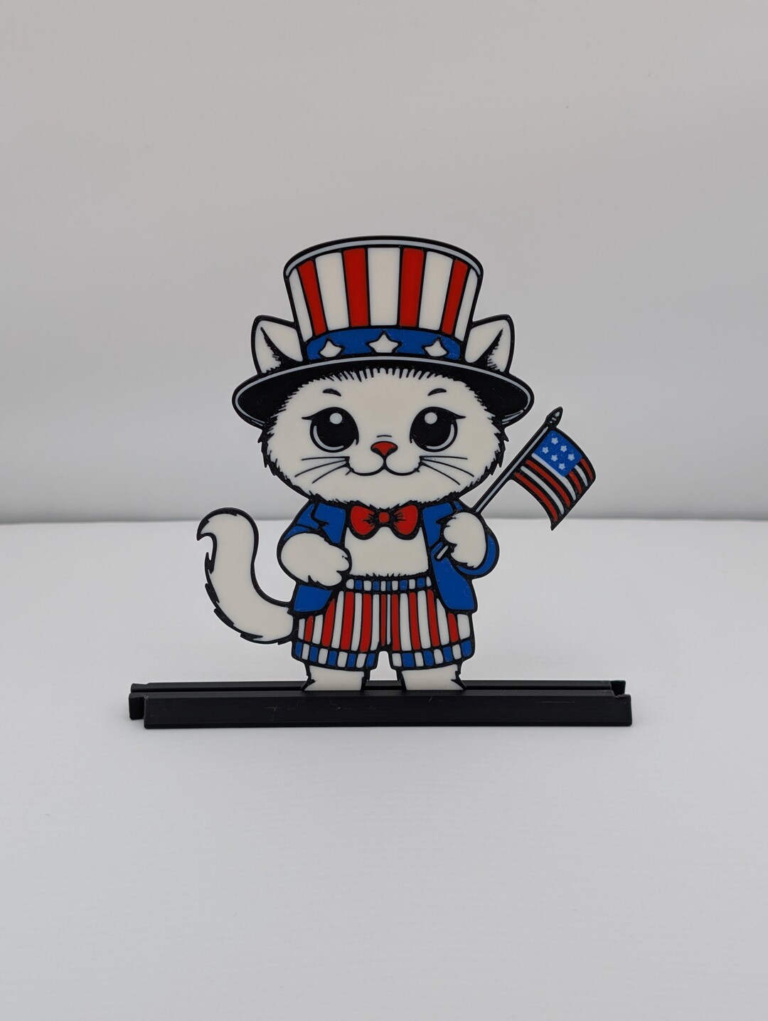 Patriotic Cat Figurine | Uncle Sam Cat Statue | 4th of July Tiered Tray ...