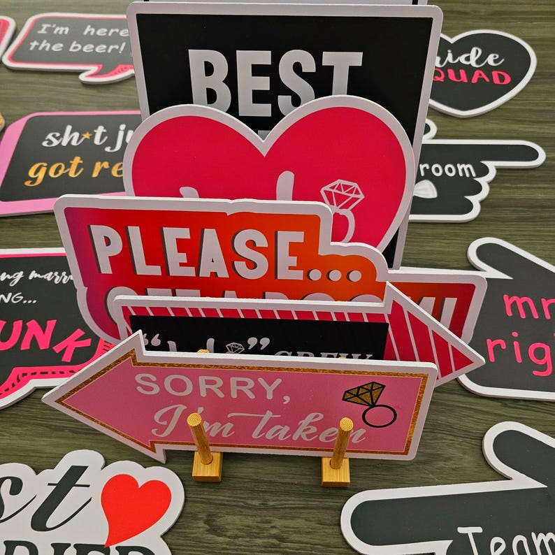 20 Design 11 PCS Wedding PVC Photo Booth Props Photobooth Signs Set #1 ...