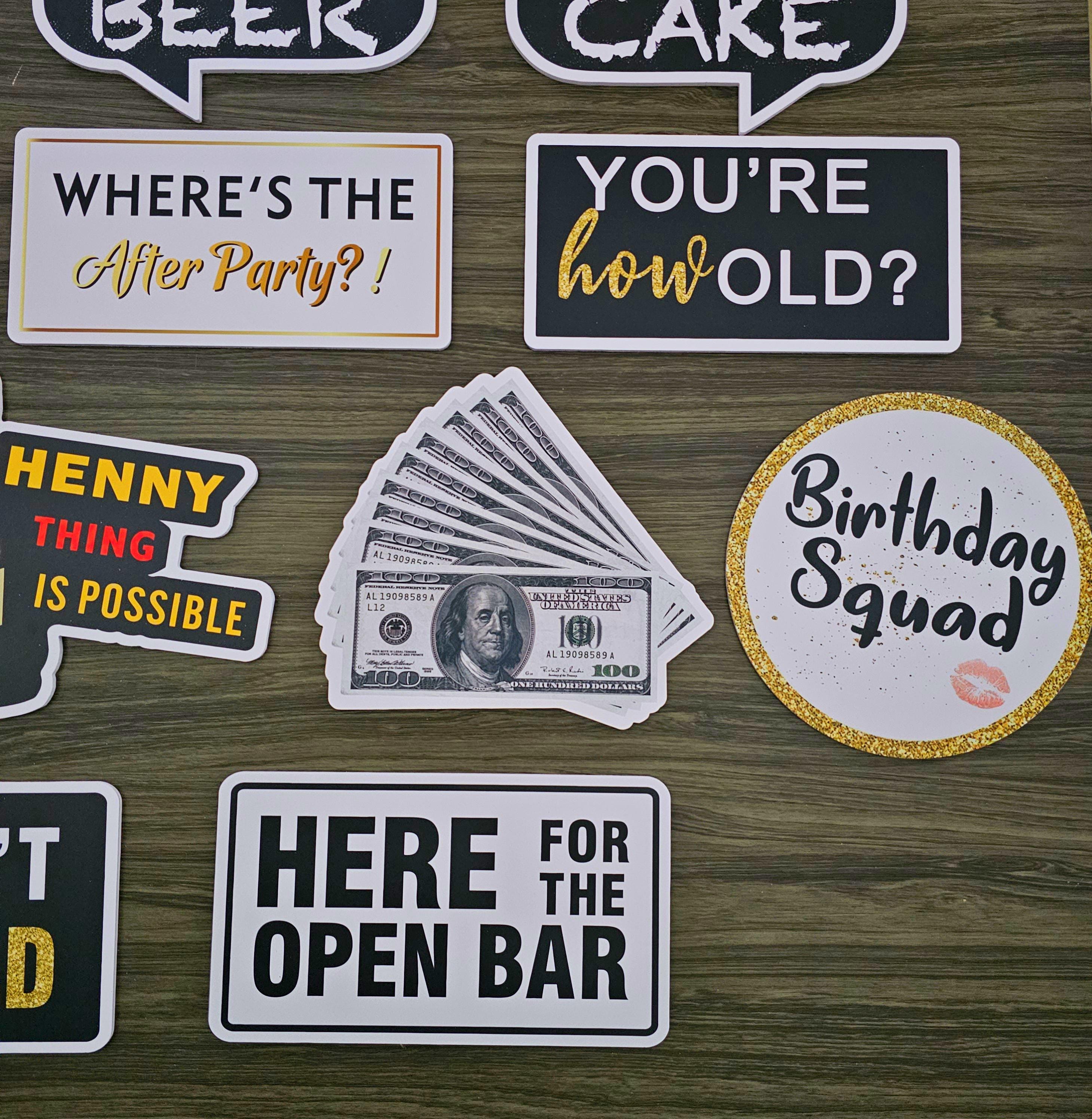 18 Designs Birthday Photo Booth Props: 10PCS Waterproof PVC Party Signs ...