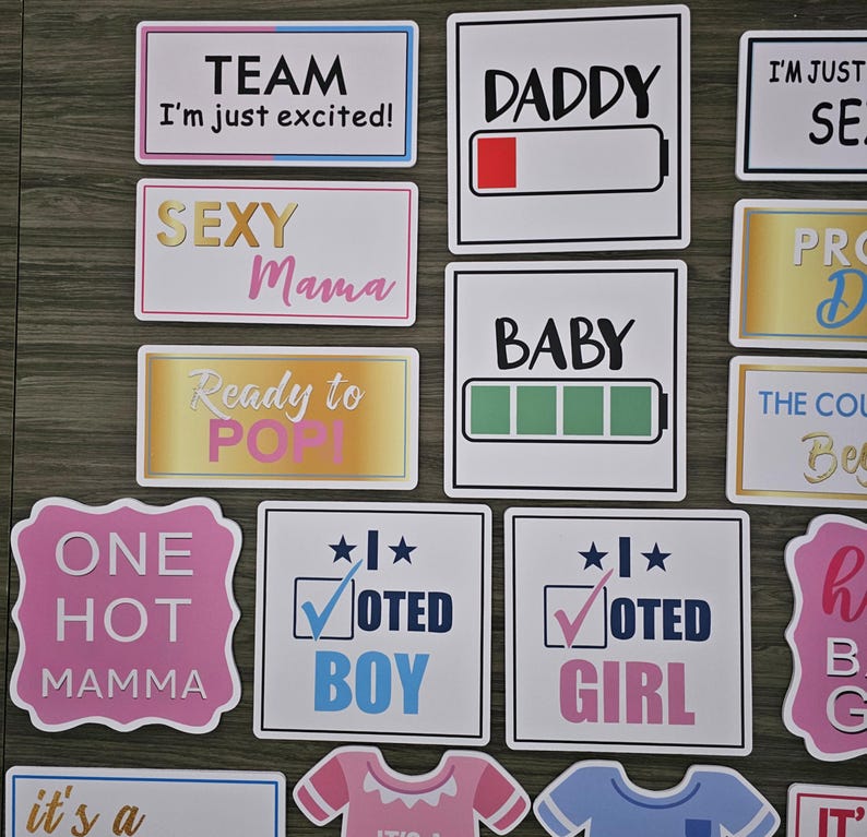 Gender Reveal Photo Booth Props: 10PCS PVC Baby Shower Signs - Etsy