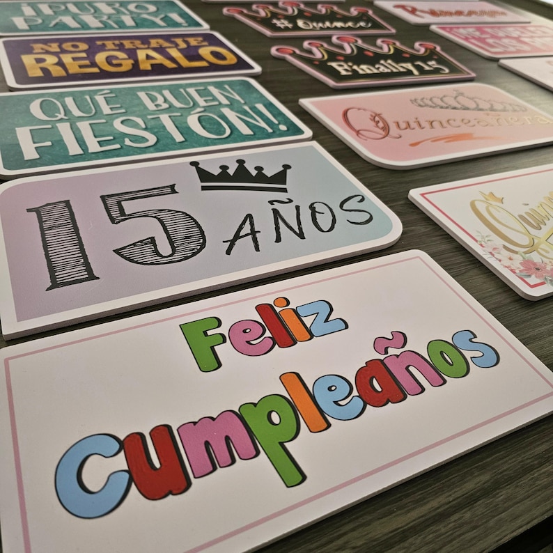 20 Disenos Quinceañera Photo Booth Props: 10PCS Waterproof PVC Signs - Etsy