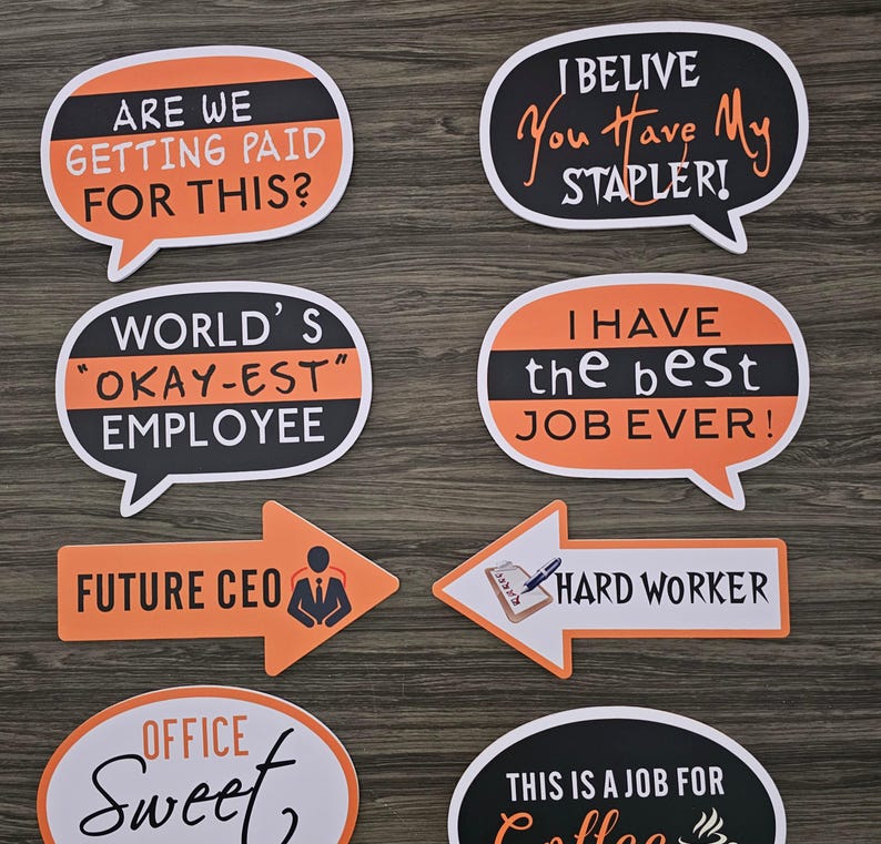 10 Designs Office Photo Booth Props, Funny PVC Signs, 6-piece Set - Etsy