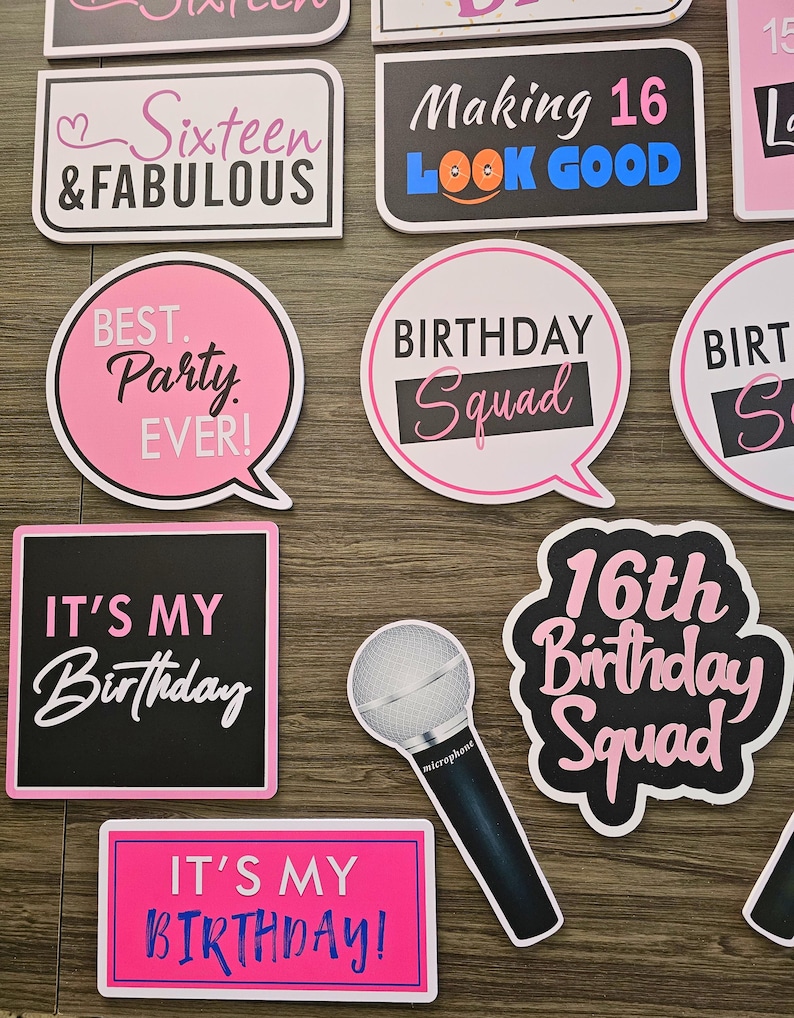 21 Designs Sweet 16 Photo Booth Props, PVC 11-piece Set - Etsy