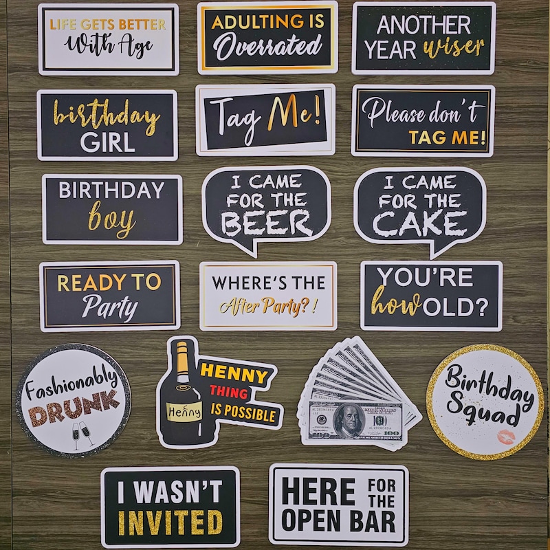 Photo Booth Happy Birthday Props - Etsy