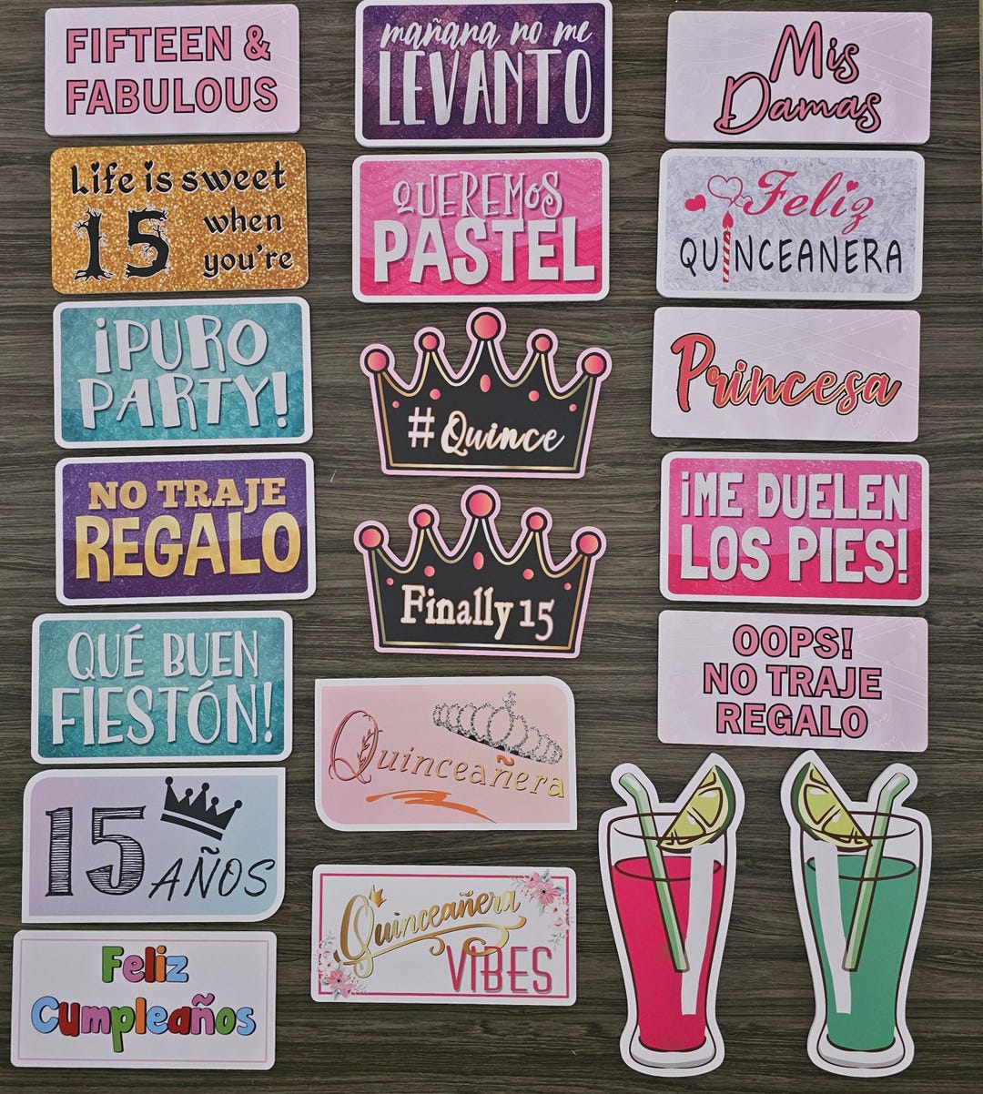 Quinceañera Photo Booth Props: 10PCS Waterproof PVC Signs - Etsy