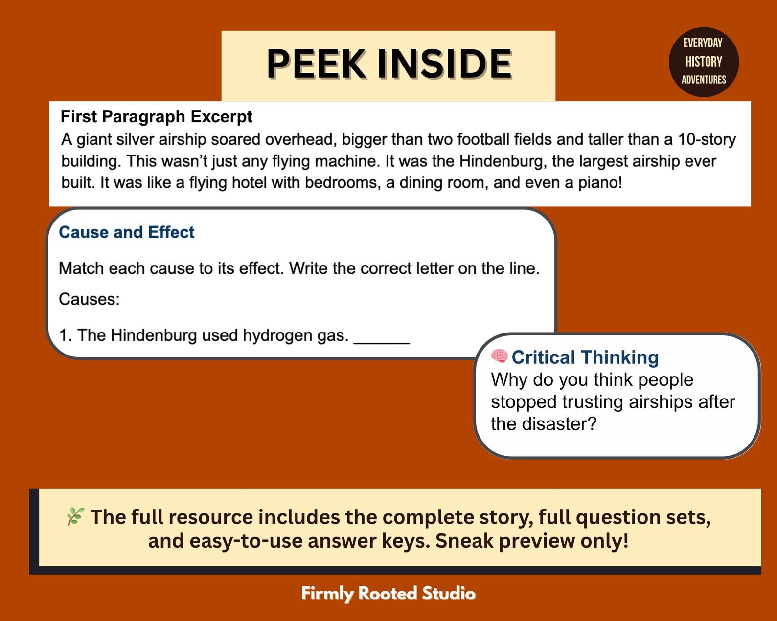 Hindenburg Disaster Worksheets for Grades 4–6 | Printable Reading ...