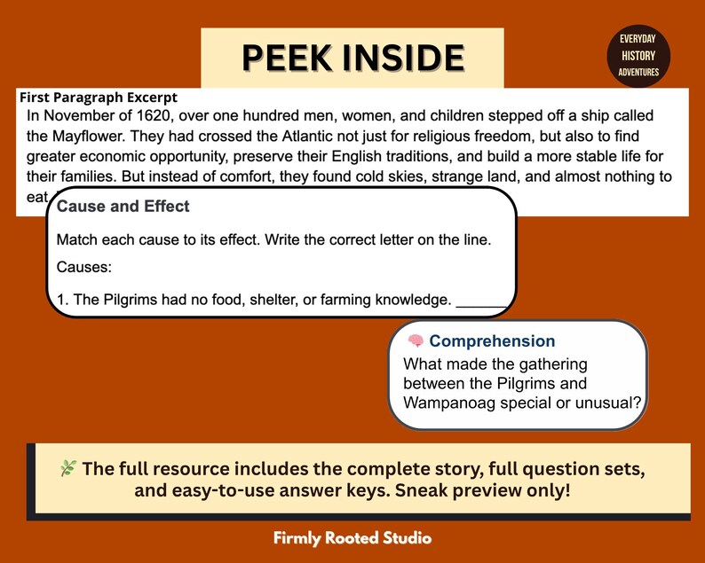 Thanksgiving Reading Comprehension Pack (grades 3-5) | Printable ...