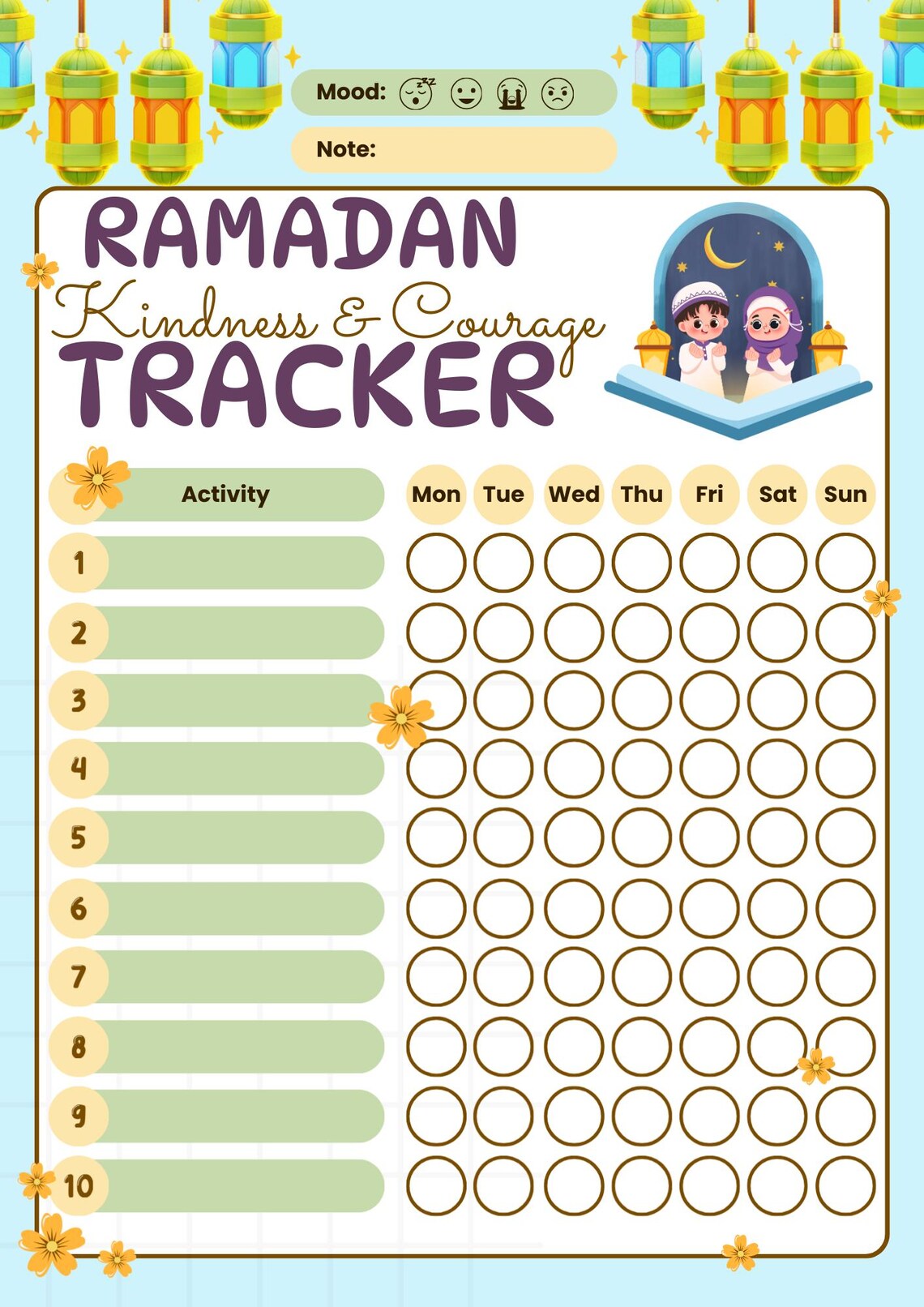 Printable Ramadan Planner for Kids , Islamic Activity Journal , Salah ...