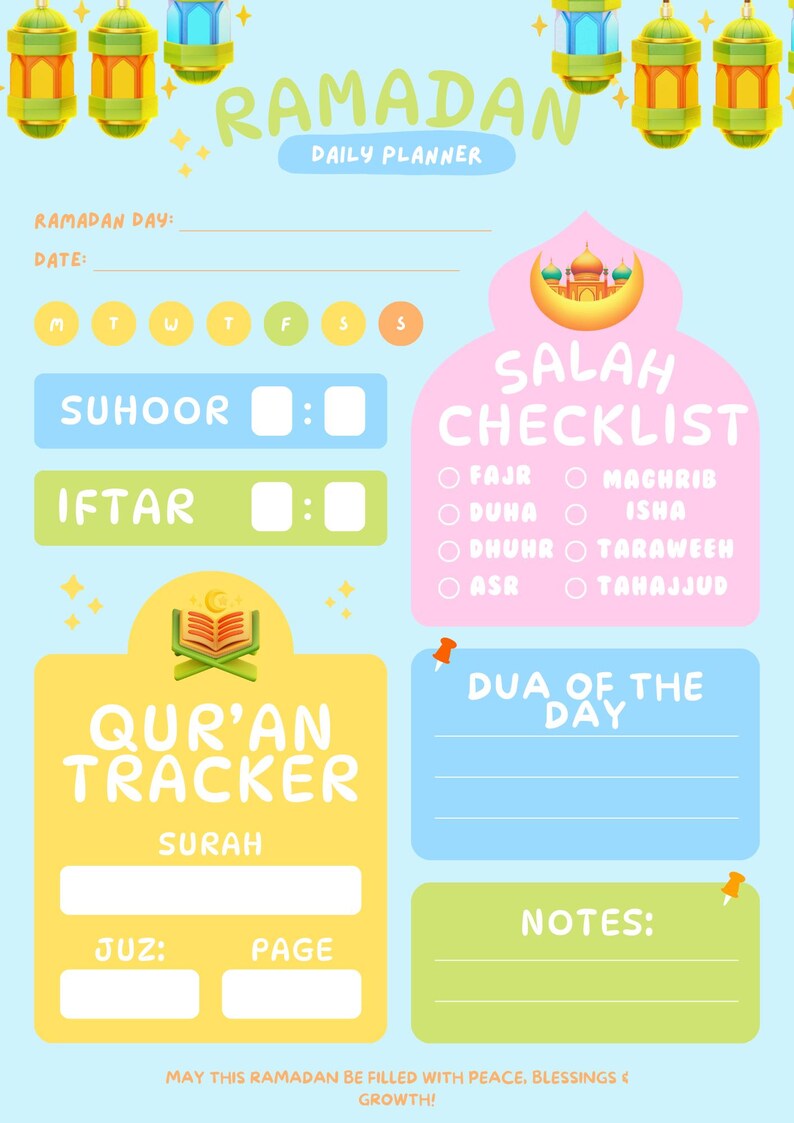 Printable Ramadan Planner for Kids , Islamic Activity Journal , Salah ...