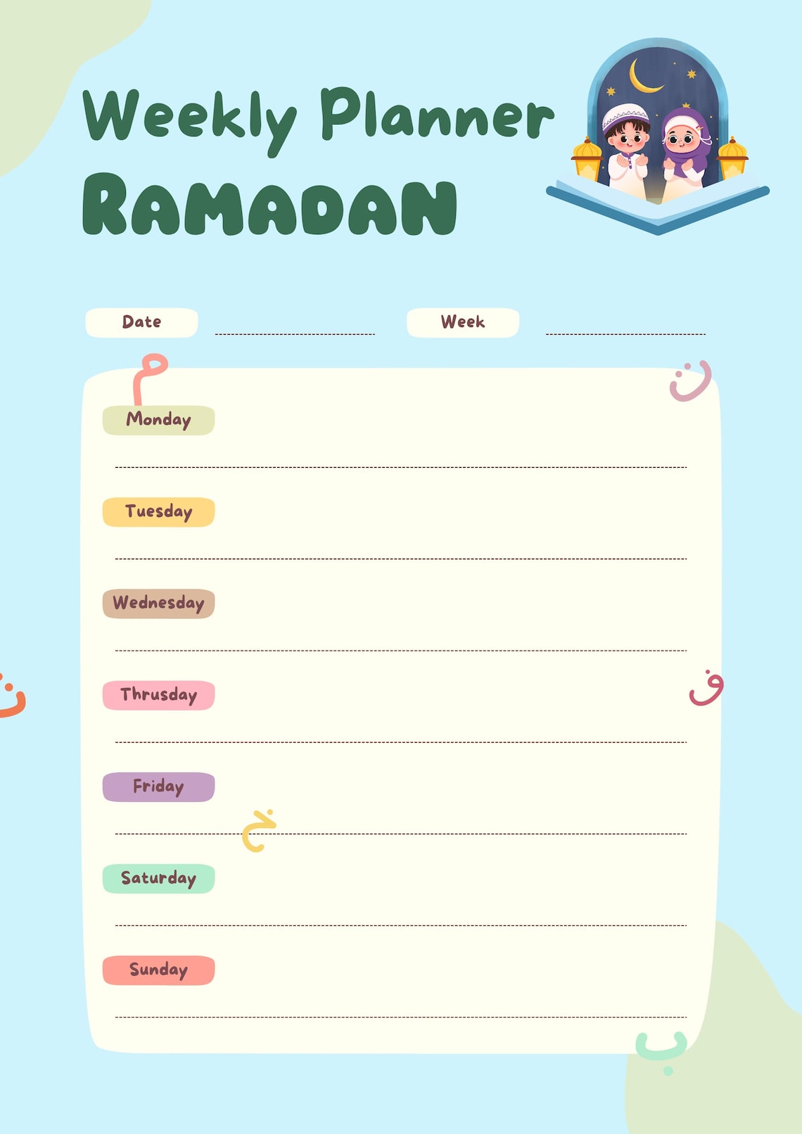 Printable Ramadan Planner for Kids , Islamic Activity Journal , Salah ...