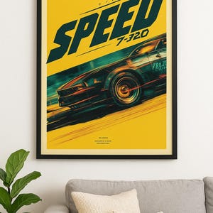 SPEED Racing Poster-retro Car Wall Art, 80s Vhs-inspired Print, Muscle ...