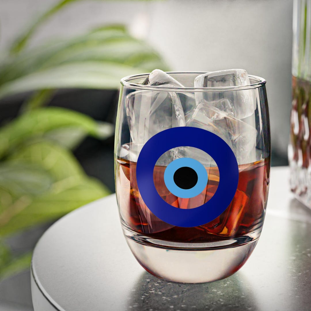 Evil Eye Whiskey Glass, Modern Protective Talisman, 6oz - Etsy