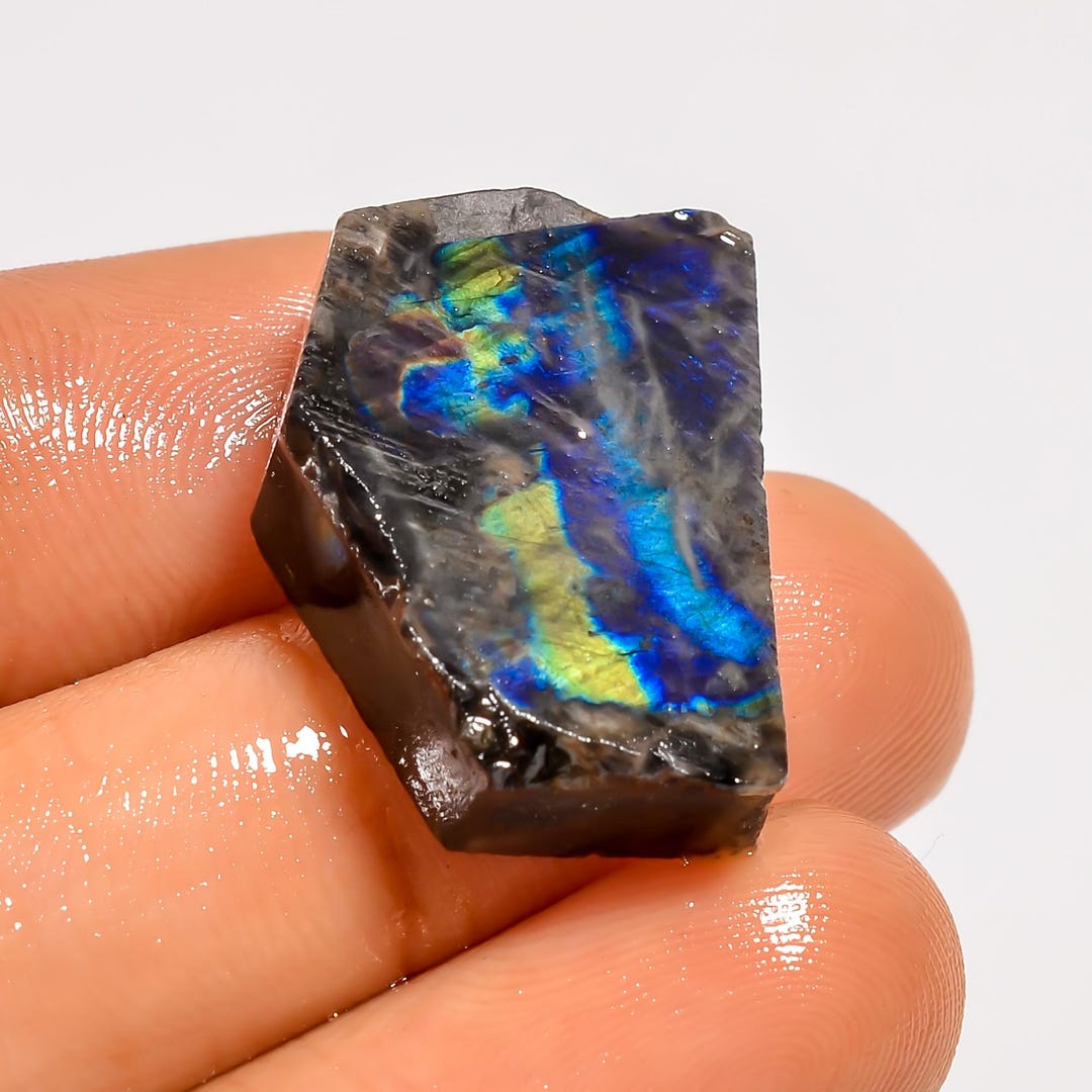 Natural Spectrolite Gemstone Slice, Finland, 25 Ct (22X16X6 Mm) - Etsy