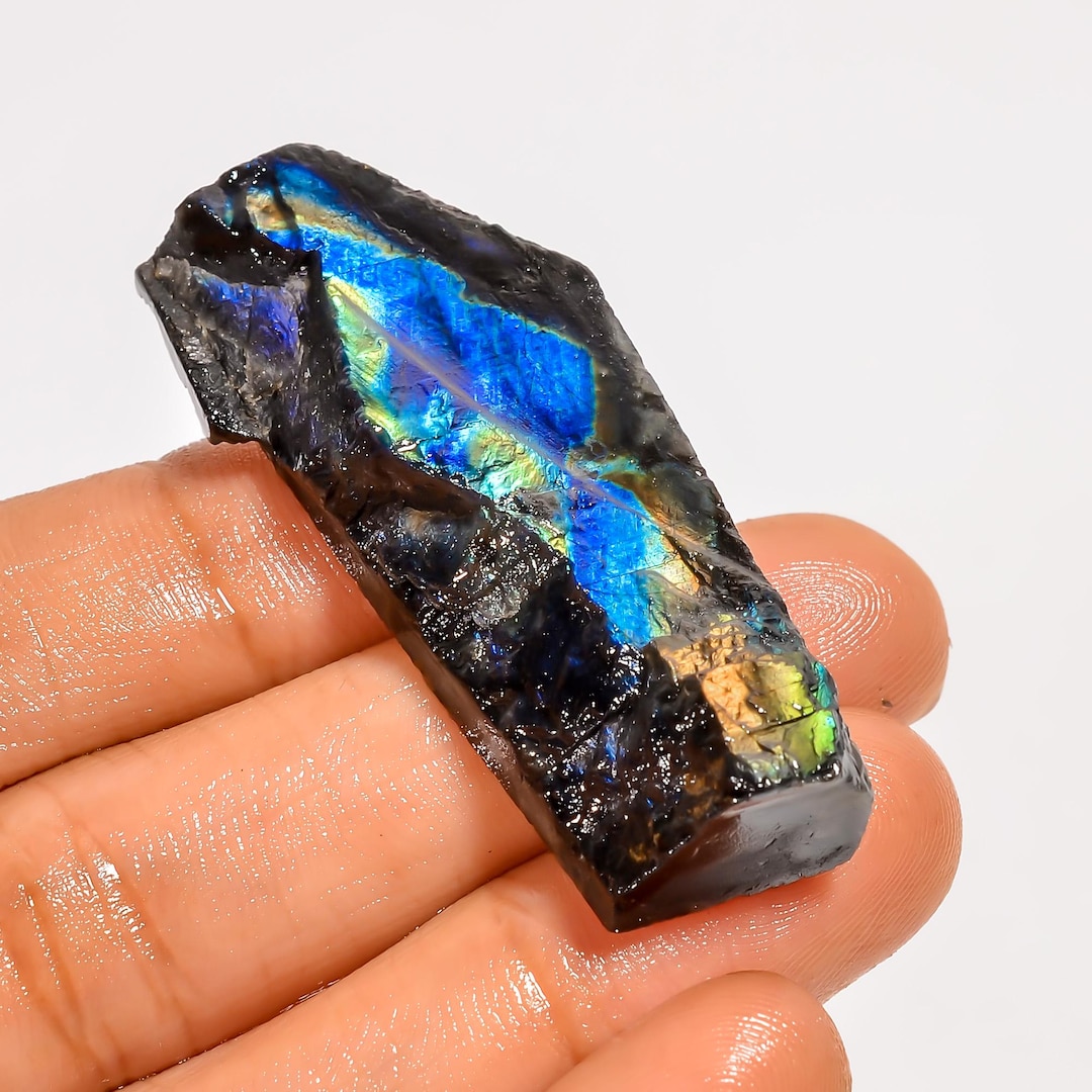 Natural Spectrolite Slice, Finland Gemstone for Jewelry Making (65 Ct ...