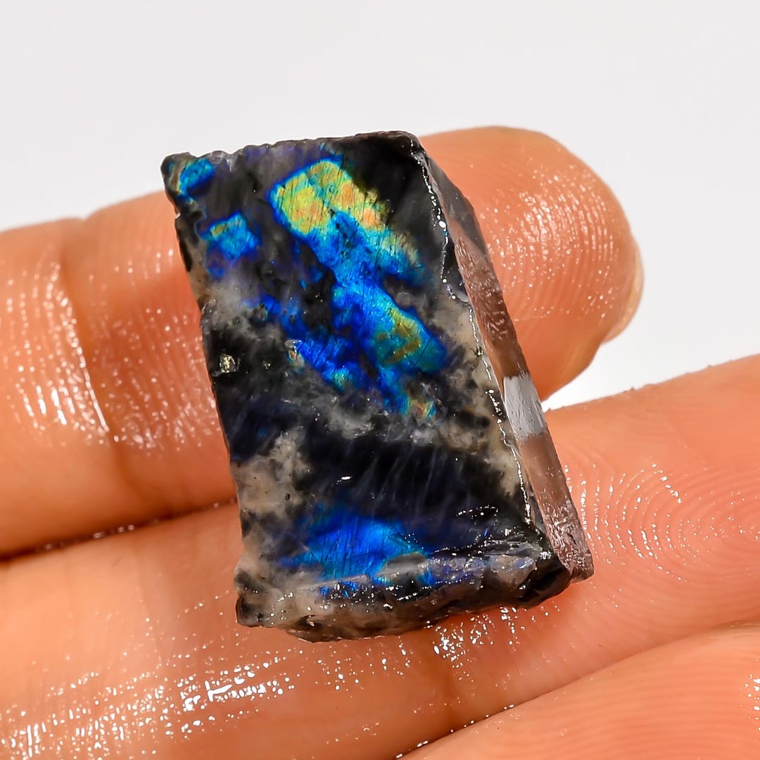 Finland Spectrolite Gemstone Slice, Natural Loose Stone (19 Ct, 20x13x5 ...