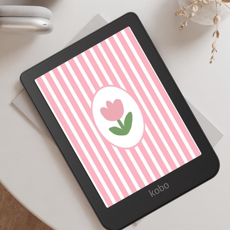 Cottagecore Kobo Clara Colour Screensavers | Floral Gingham (digital ...
