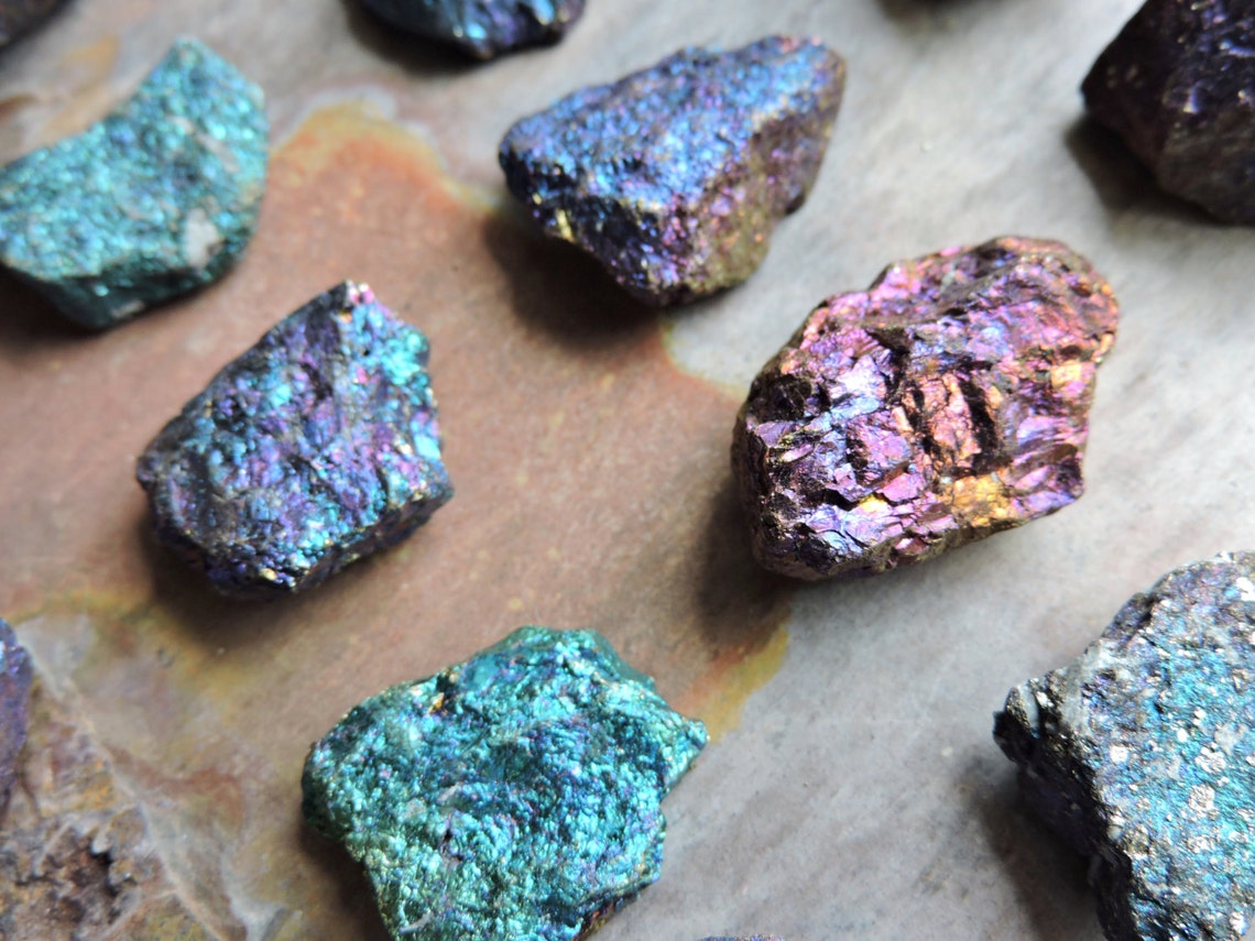 Chalcopyrite peacock Ore/ Bornite Raw Stone Wire Wrapped - Etsy