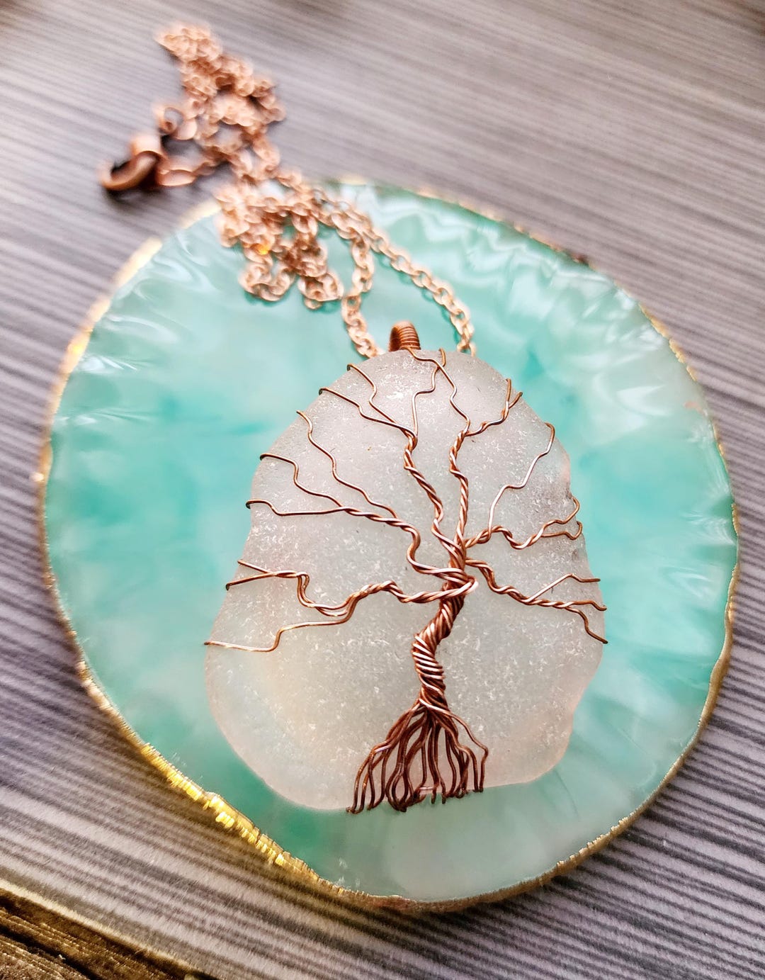 Reserved/on HOLD- Frosted Clear Sea Glass/ Mermaid Tears Wire Wrapped ...