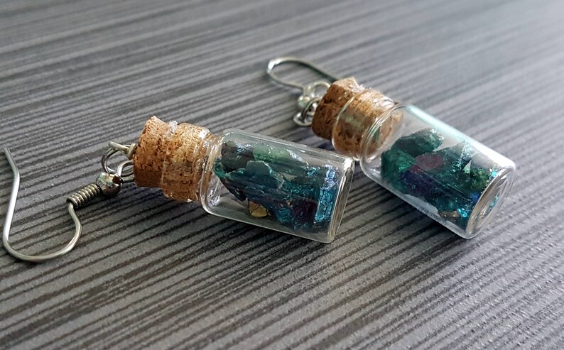 Chalcopyrite (peacock Ore)/ Bornite Raw Stone in a Mini Vial Earrings ...