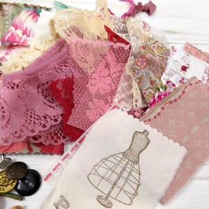 Paris French Theme Vintage Floral Fabric Lace Scrap Bundle, Junk ...