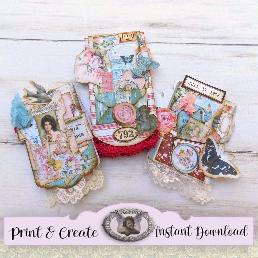 Blue French Cottage Hidden Paperclip Bookmark Tabs - Printable - Shabby ...