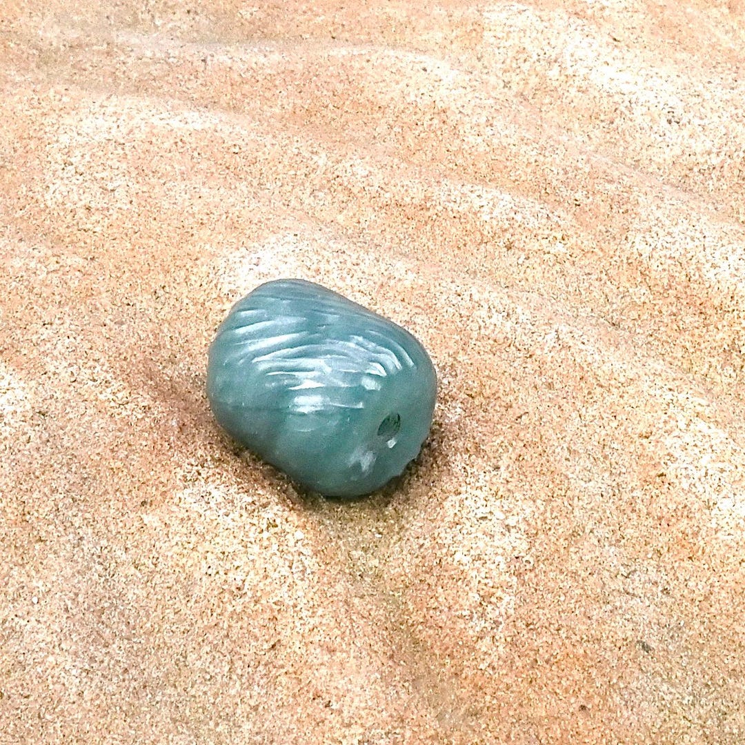 Hand Carved Blue Green Jade Bead: Guatemalan Jade Jewelry - Etsy