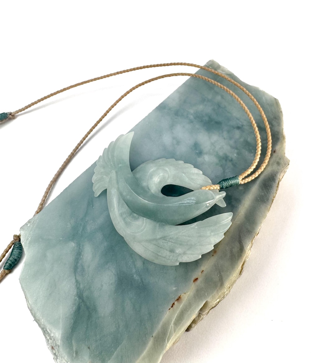 Hand Carved Natural Jade Pendant Necklace of Bird Handmade From Unique ...