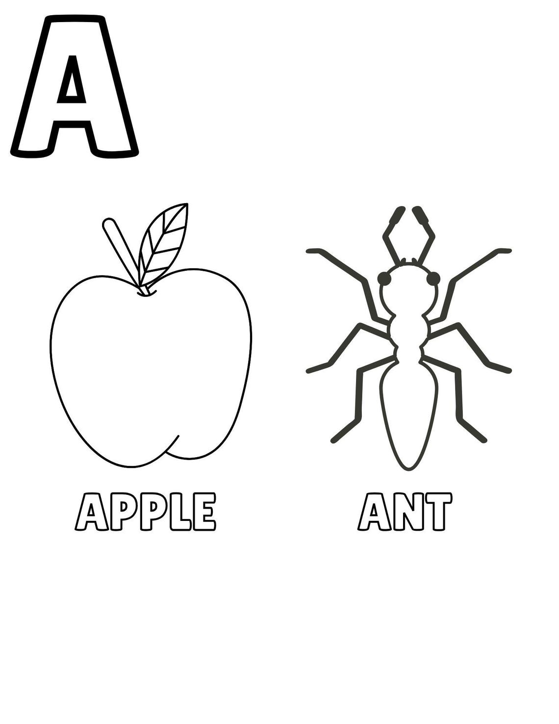 Printable Alphabet Coloring Book for Kids | A-Z Letters & Words ...