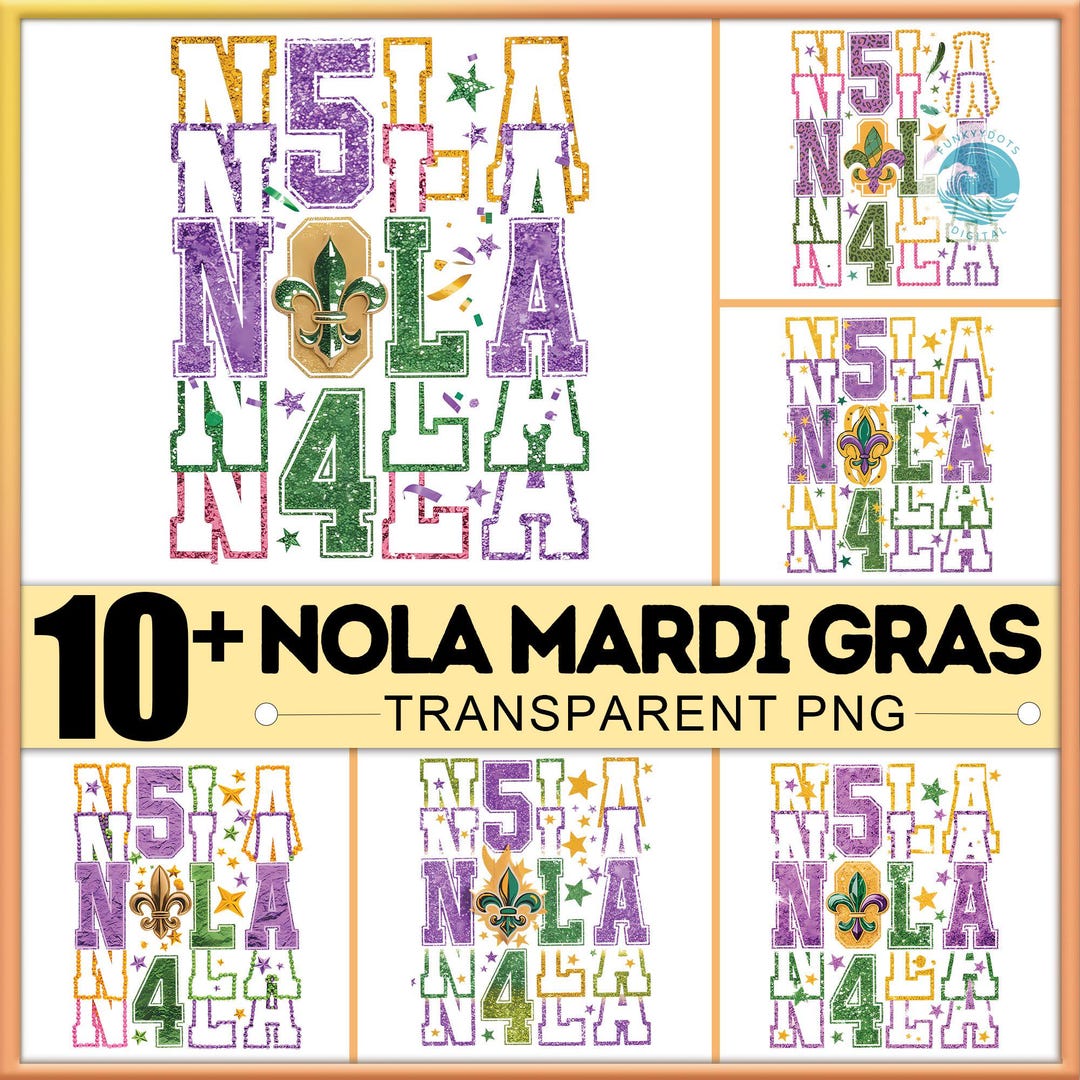 Mardi Gras Louisiana Png Bundle, 10 PNG Nola 504 Mardi Gras, Nola Mardi ...