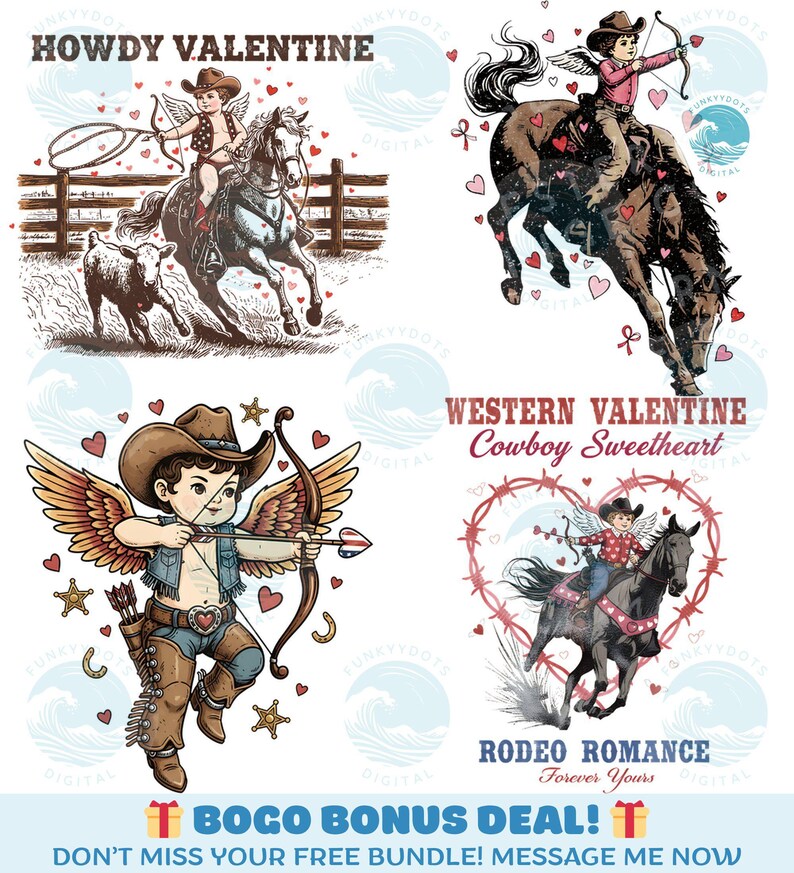 Valentine's Day Png Bundle, 20 PNG Cupid Cowboy, Howdy Valentine Png ...