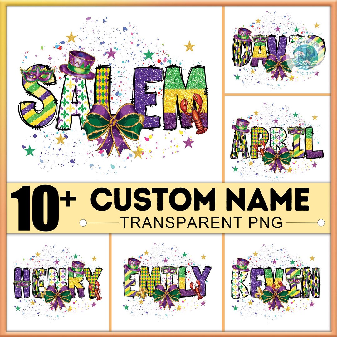 Fat Tuesday Png Bundle, 10 PNG Custom Carnaval, Personalized Mardi Gras ...