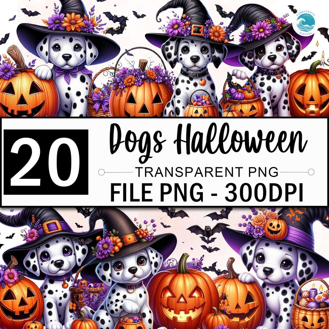 Halloween Dog Clipart Bundle, Watercolor Halloween Dogs Png Clipart ...