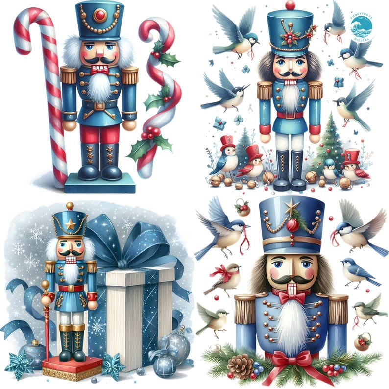 Watercolor Blue Nutcrackers Clipart, 20 PNG Christmas Nutcracker ...