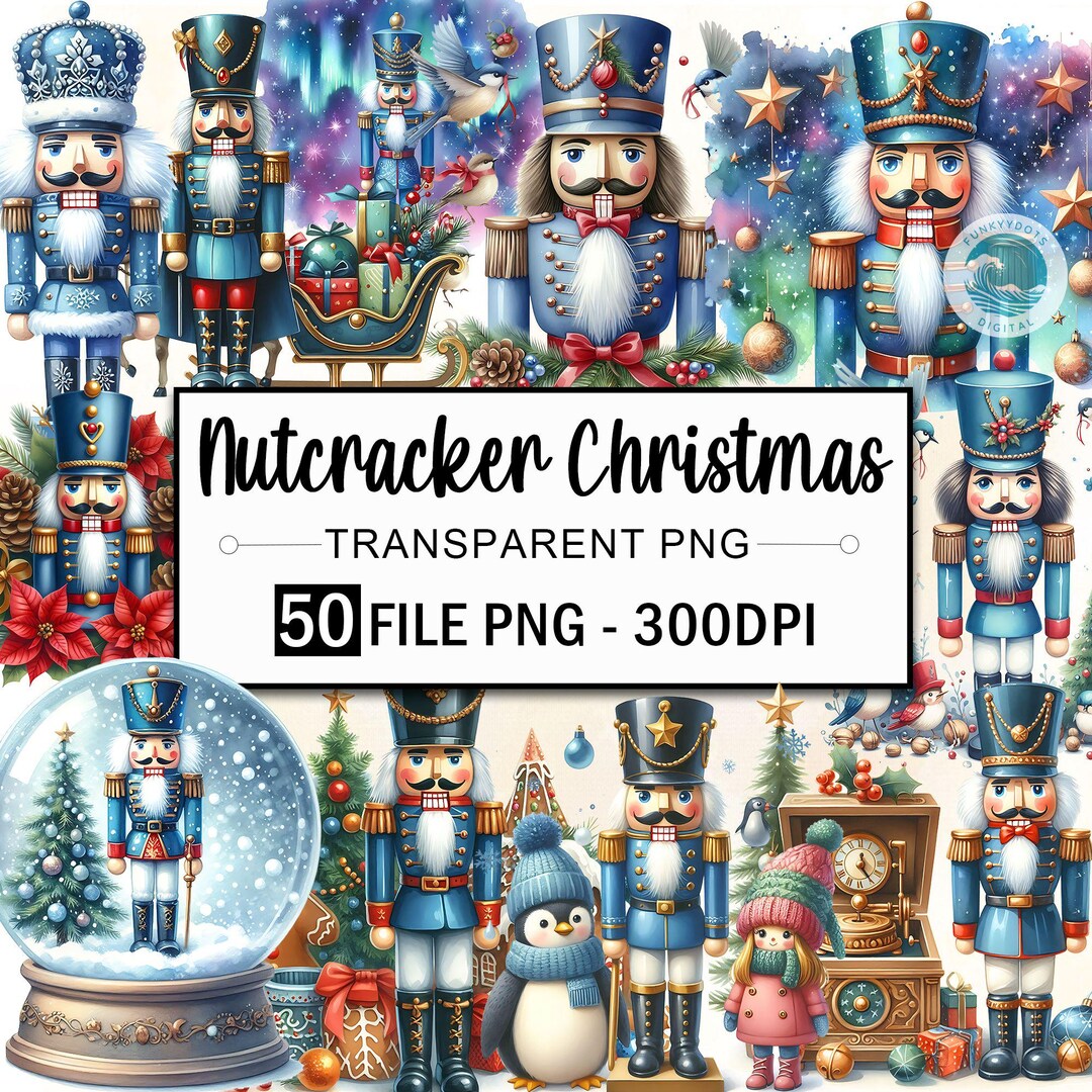 Watercolor Nutcracker Christmas Clipart, 50 PNG Vintage Nutcracker ...