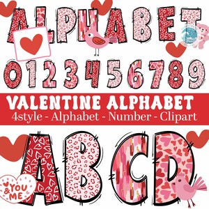 Love Day Png Bundle, 4 PNG XOXO, Valentines Alphabet Png Bundle, Pink ...