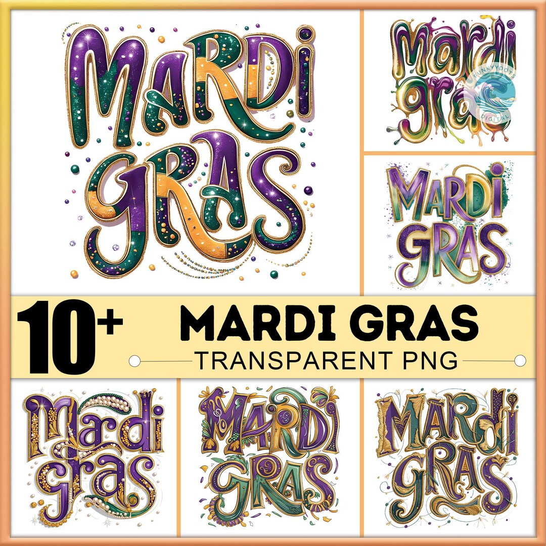 Coquette Mardi Gras Png Bundle, 10 PNG Fleur De Lis, Brushstroke Mardi ...