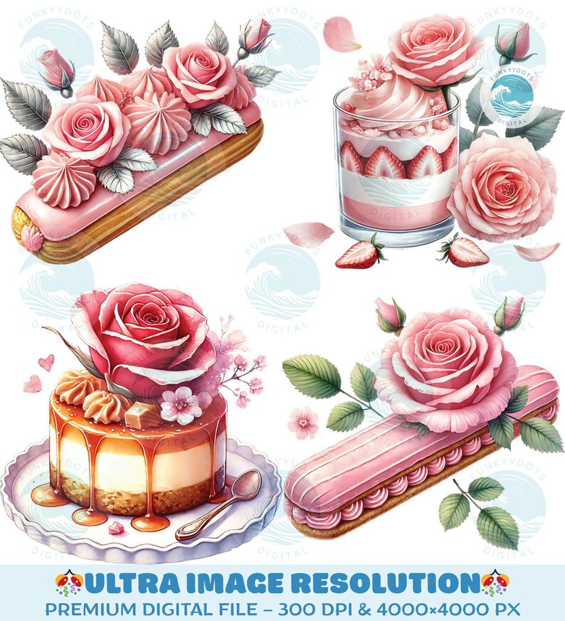 Watercolor Sweet Valentine Clipart Bundle, 20 PNG Pink Valentines ...