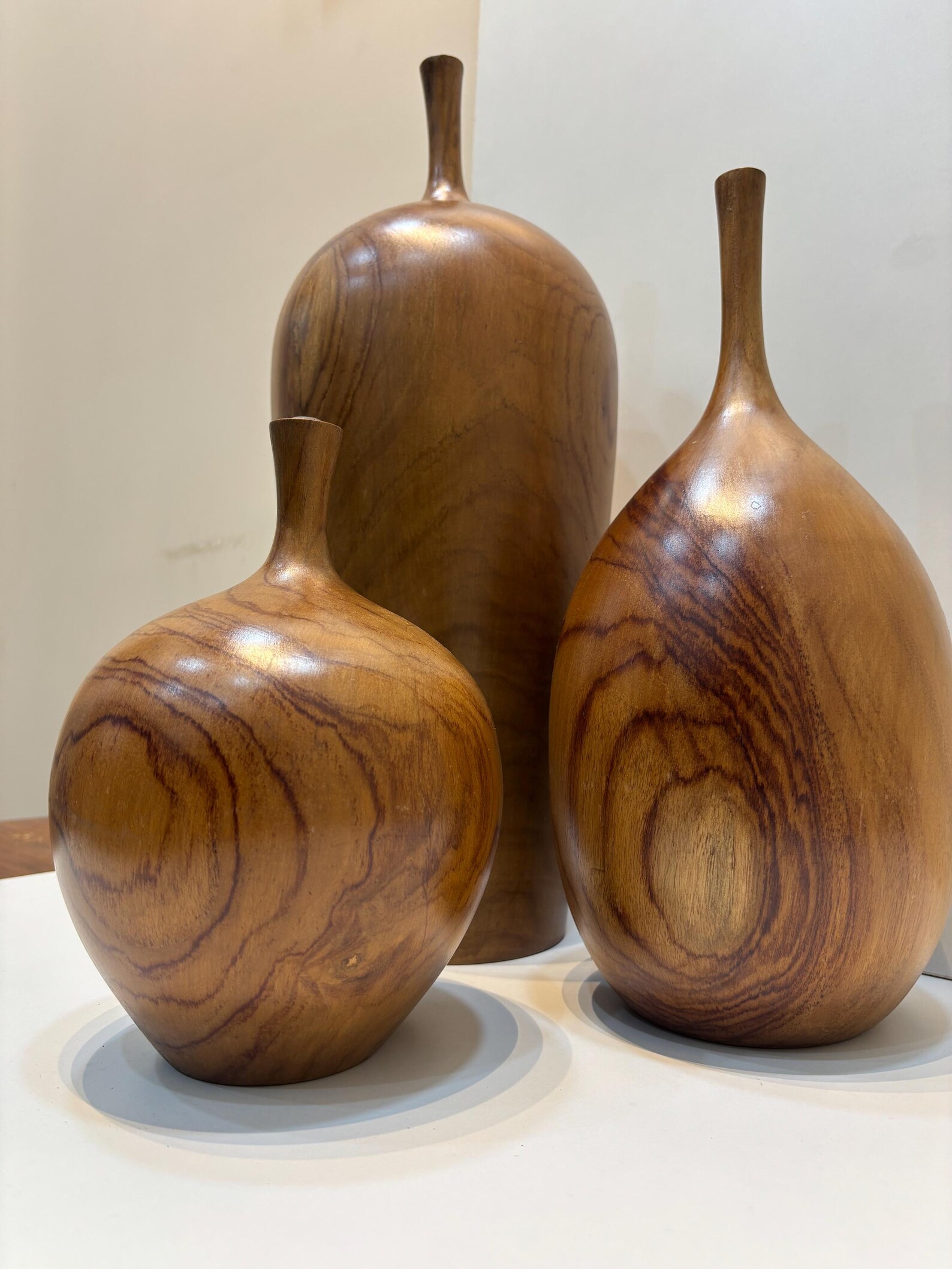 Handmade Teak Wood Vase Set of 3: Rustic Modern Decor - Etsy