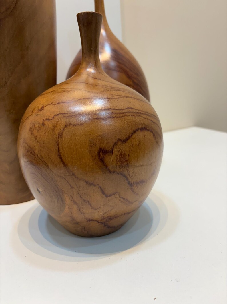 Handmade Teak Wood Vase Set of 3: Rustic Modern Decor - Etsy