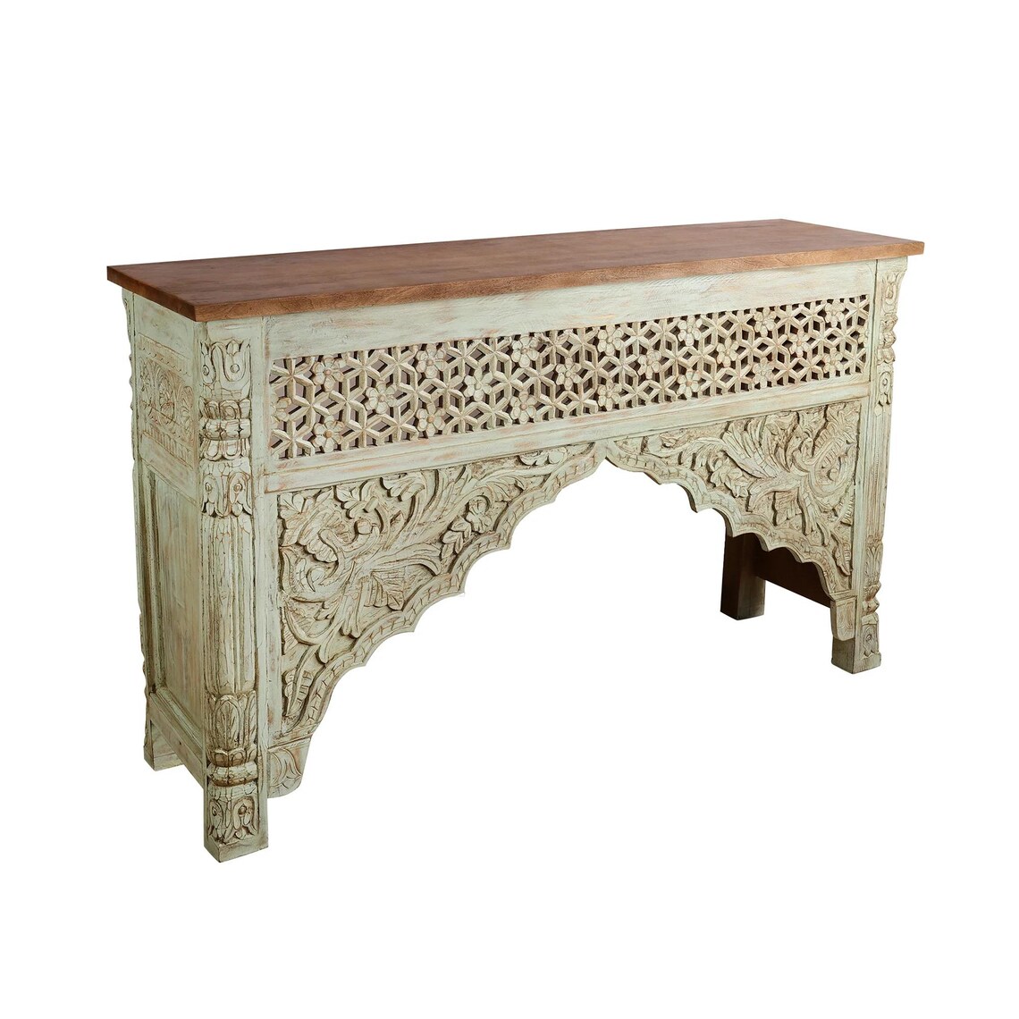 New Handmade Foldable Hand-carved Wooden Console Table Features Finish ...