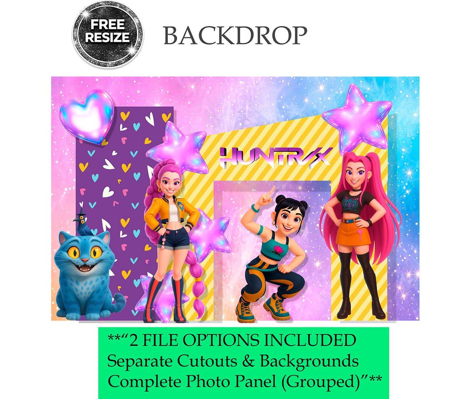 Printable Kpop Huntrix Cutouts Cute Idol Warriors Standee Party Prop ...